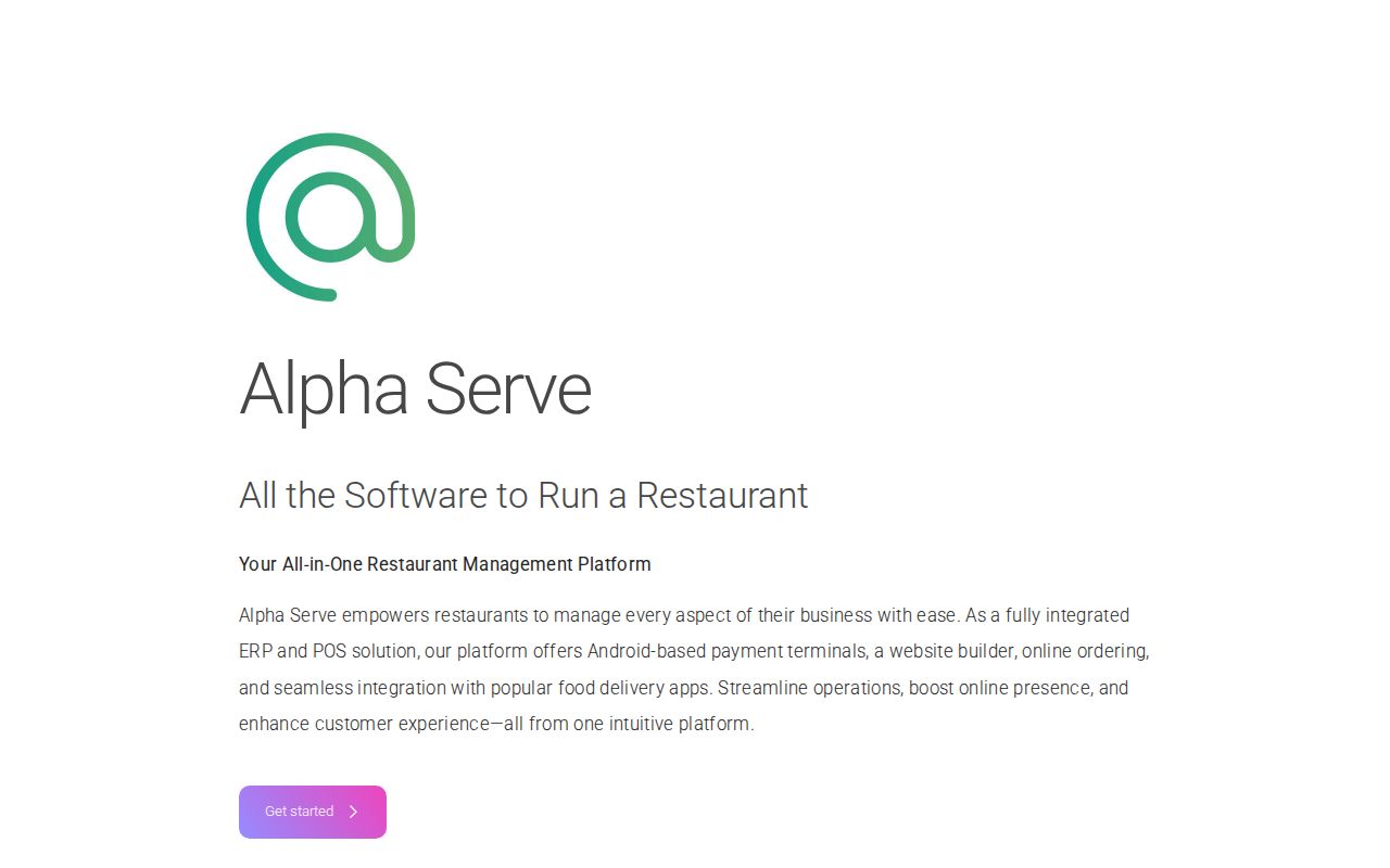Alpha Serve - Restaurant Management System Designed by Restaurateurs